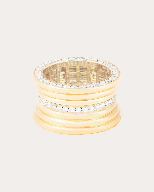 CAMPBELL + CHARLOTTE Diamond Revel Dimensional Cigar Band Ring