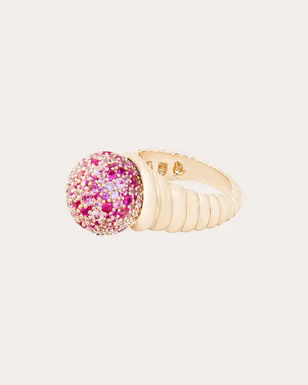 CAMPBELL + CHARLOTTE Sapphire Bobble Cocktail Ring In 14k Yellow Gold