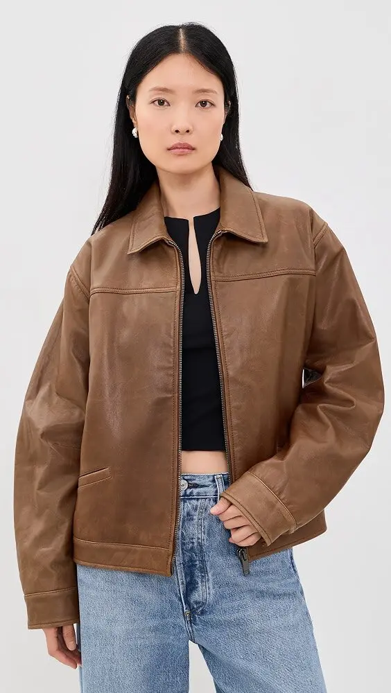 HAIKURE Jocelyn Cropped Silky Leather Jacket