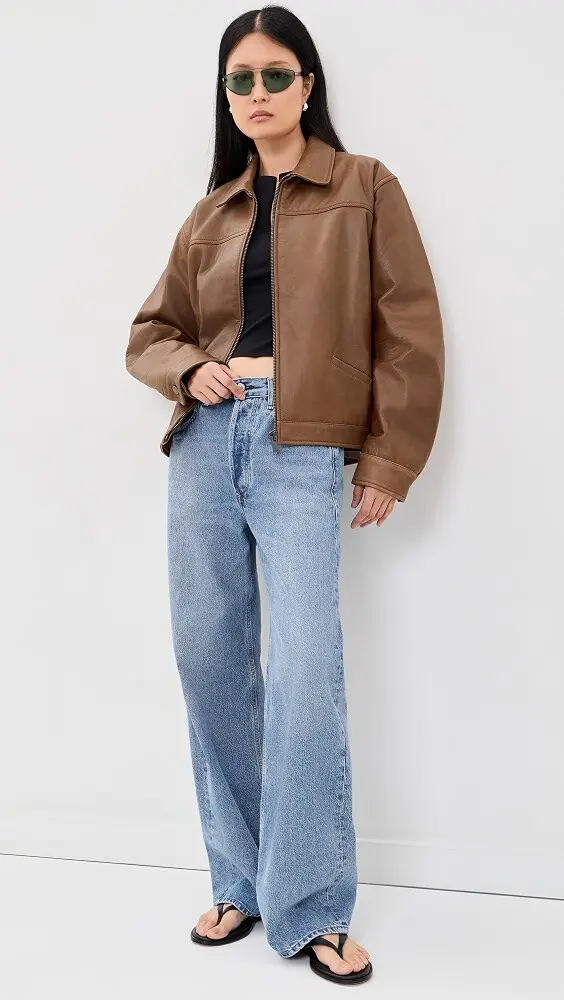 HAIKURE Jocelyn Cropped Silky Leather Jacket