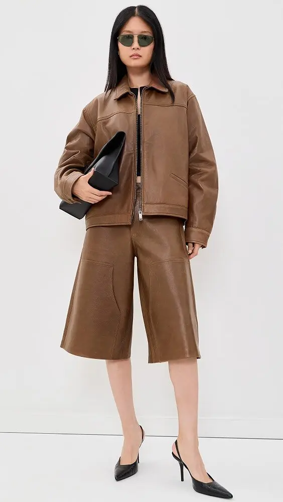 HAIKURE Jocelyn Cropped Silky Leather Jacket