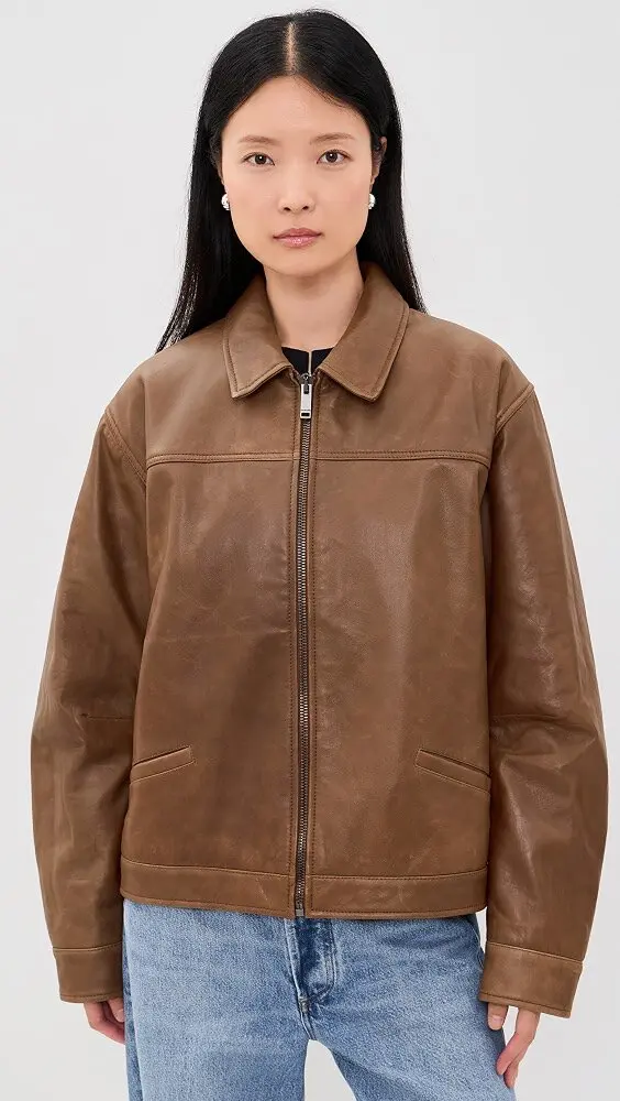 HAIKURE Jocelyn Cropped Silky Leather Jacket