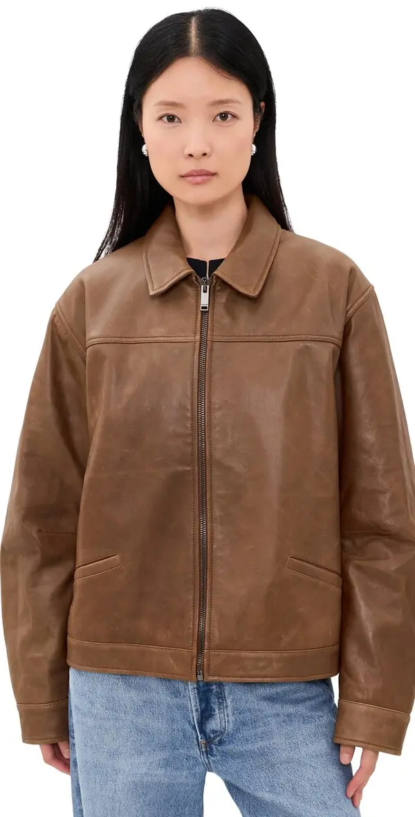 HAIKURE Jocelyn Cropped Silky Leather Jacket