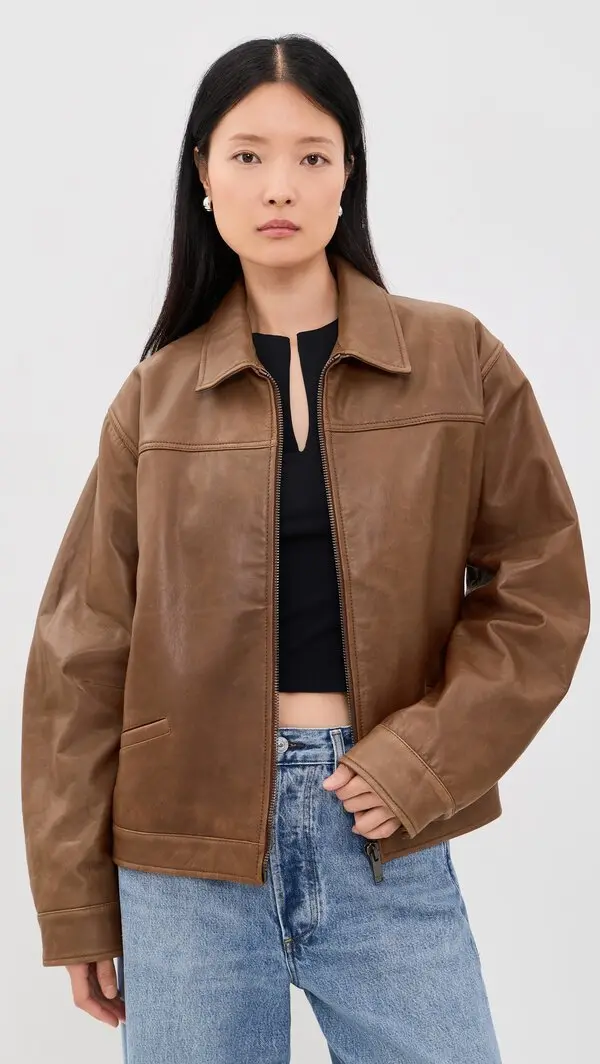 HAIKURE Jocelyn Cropped Silky Leather Jacket