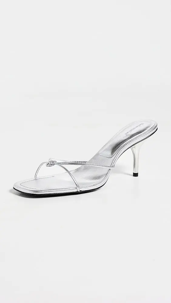REFORMATION Cooper Heeled Sandals - Silver Leather