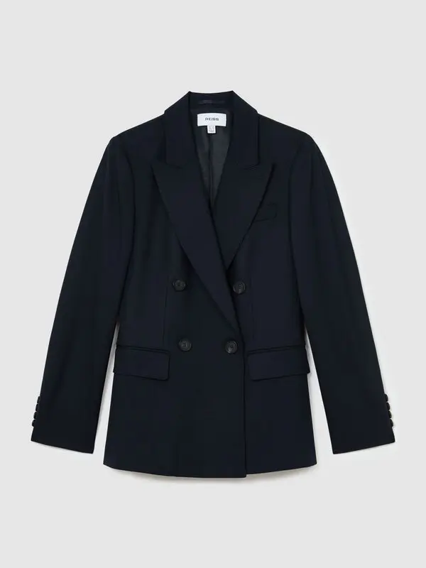 REISS Solene Wool-blend Double-breasted Suit Blazer