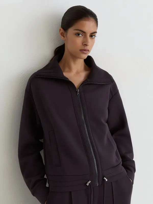 REISS Laurrie Premium Interlock Zip-front Sweatshirt