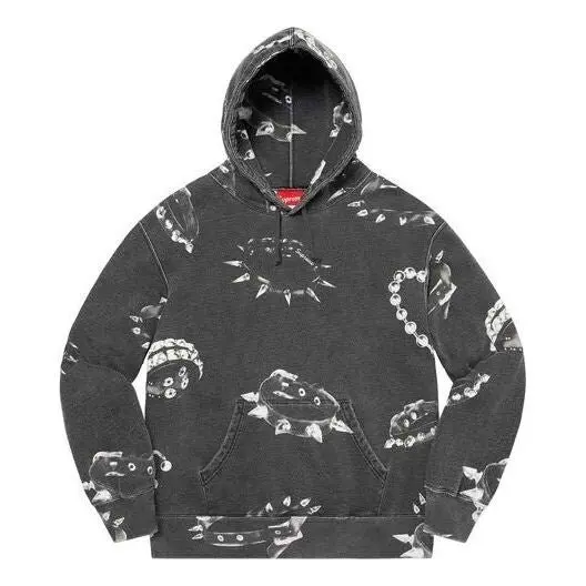 Supreme Studded Collars Hooded Sweatshirt - Grey/white