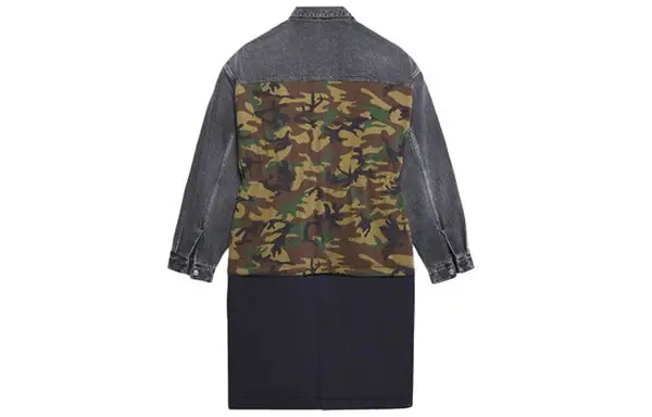 Balenciaga 3 Layered Patchwork Knee Length Car Coat - Green/blue
