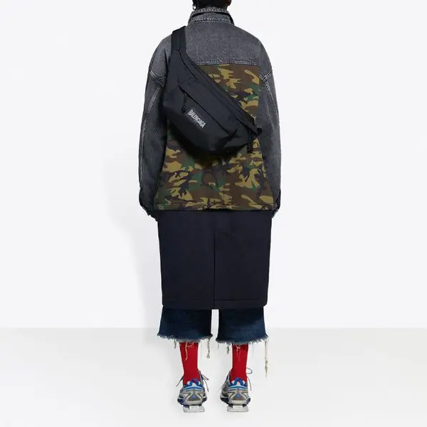 Balenciaga 3 Layered Patchwork Knee Length Car Coat - Green/blue