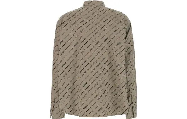 Balenciaga Logomania All Over Long Sleeve Shirt - Beige
