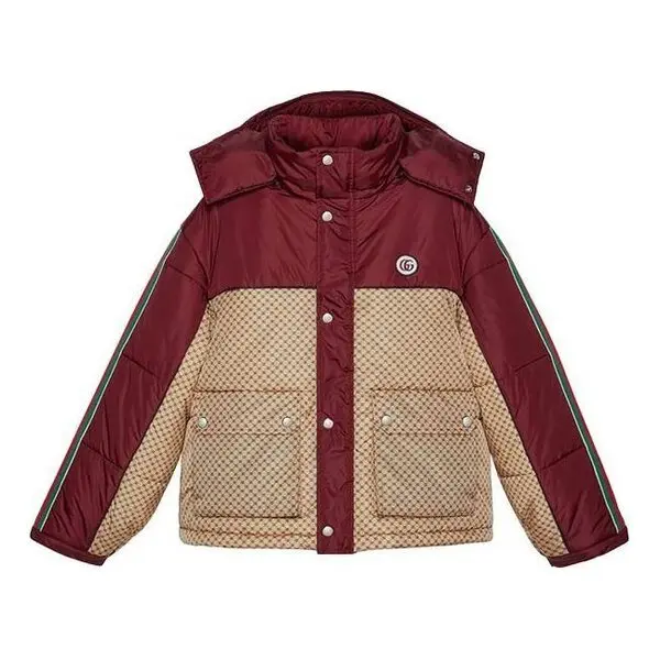 Gucci Gg Parachute Nylon Padded Jacket 'beige - Burgundy