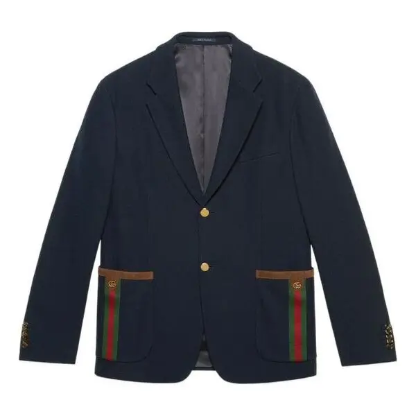 Gucci Cotton Jersey Jacket With Web - Blue