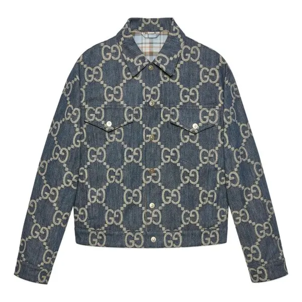 Gucci Jumbo Gg Denim Jacket - Blue