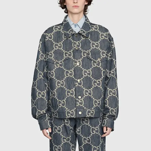 Gucci Jumbo Gg Denim Jacket - Blue