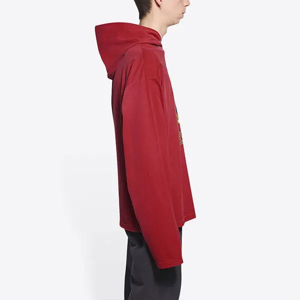 Balenciaga Est. 1917 College Logo Print Hoodie - Red
