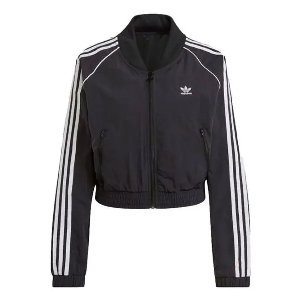 Adidas Adicolor Classics Cropped Fashion Track Jacket Asia Sizing 'black White - Black/white
