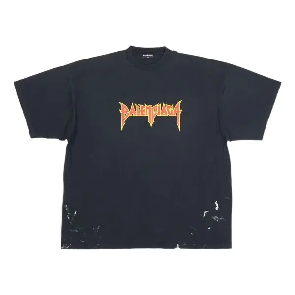 Balenciaga Metallica Short Sleeve T-shirt Oversized Fit 'black Orange - Black/orange