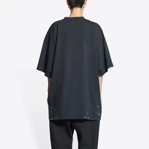 Balenciaga Metallica Short Sleeve T-shirt Oversized Fit 'black Orange - Black/orange