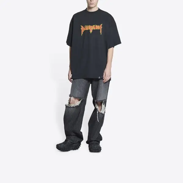 Balenciaga Metallica Logo T-shirt - Black/orange