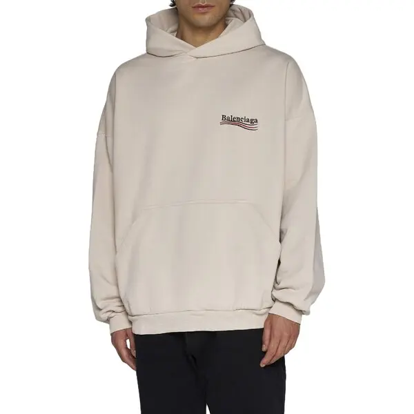 Balenciaga Political Campaign Popover Hoodie - Light Beige