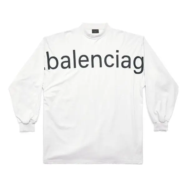 Balenciaga Logo Long Sleeve T-shirt - White