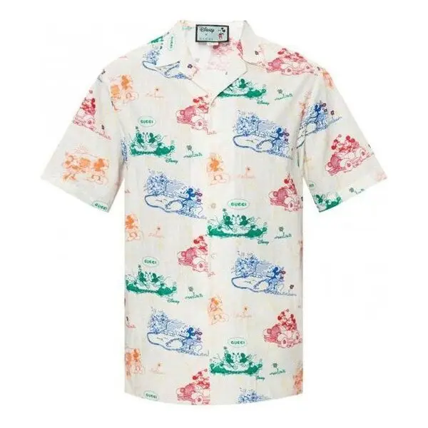 Gucci X Disney Mickey And Minnie Camp Collar Shirt