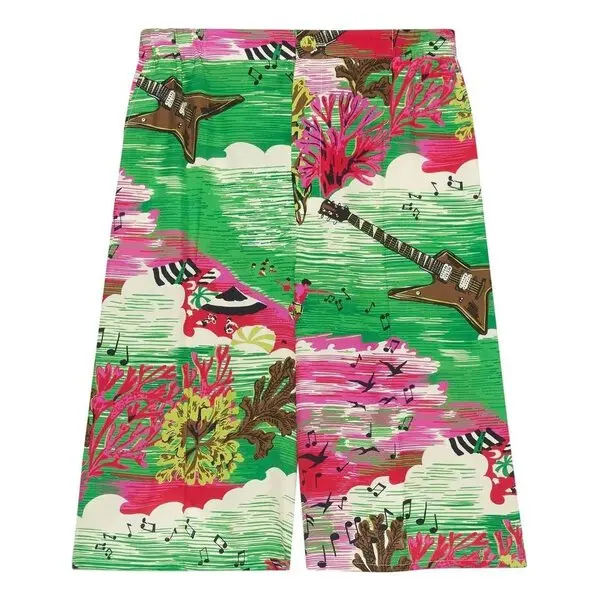 Gucci Printed Silk Shorts - Green