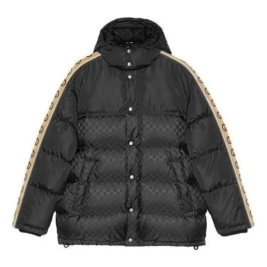 Gucci Gg Nylon Jacquard Padded Coat - Black
