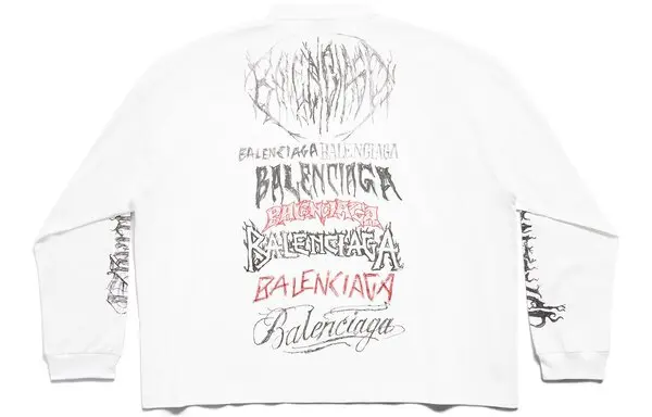 Balenciaga Diy Metal Long Sleeve T-shirt Medium Fit 'white Black Red