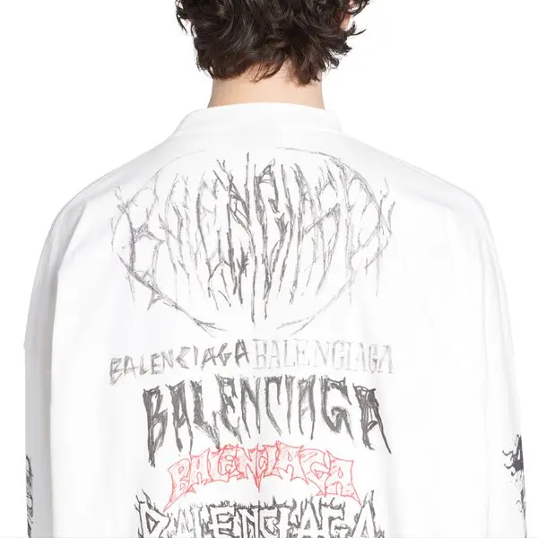 Balenciaga Diy Metal Long Sleeve T-shirt Medium Fit 'white Black Red