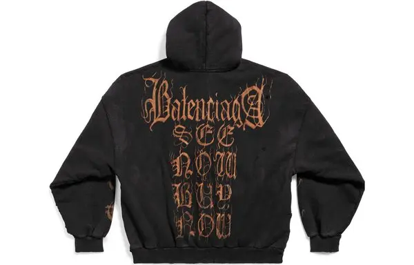 Balenciaga Oversized Zip-up Hoodie With Heavy Metal Detailing - Black Faded