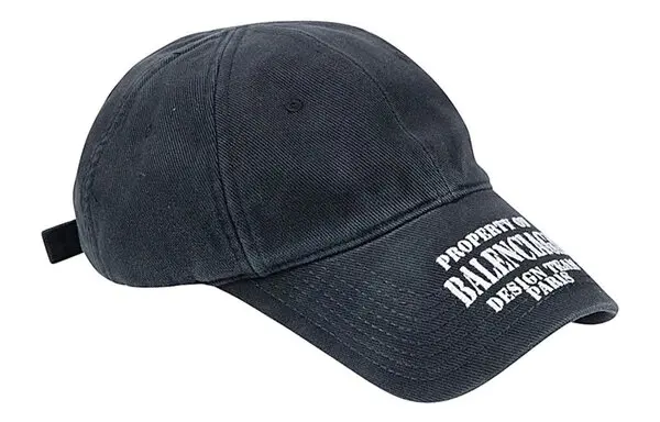 Balenciaga Embroidered Denim Ball Cap - Black