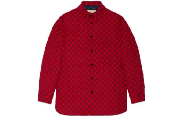 Gucci Gg Wool Flannel Padded Overshirt 'camel Ebony