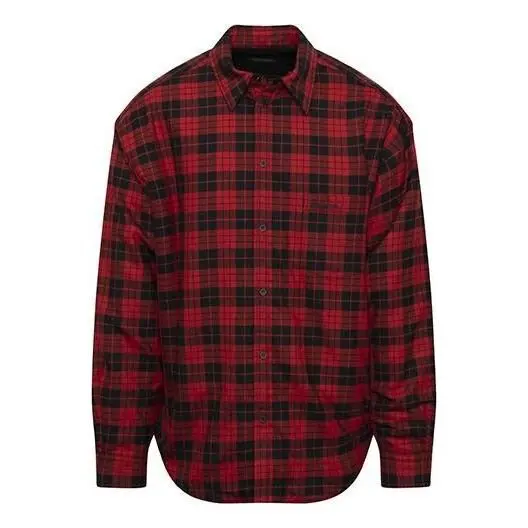 Balenciaga Checkered Flannel Padded Shirt - Red