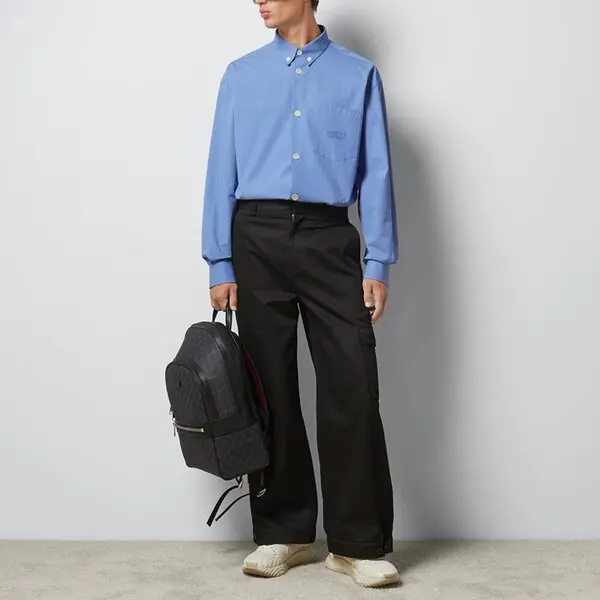 Gucci Cotton Drill Cargo Trousers With Patch