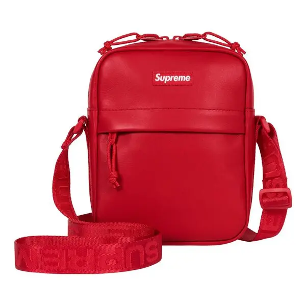 Supreme Leather Shoulder Bag - Red