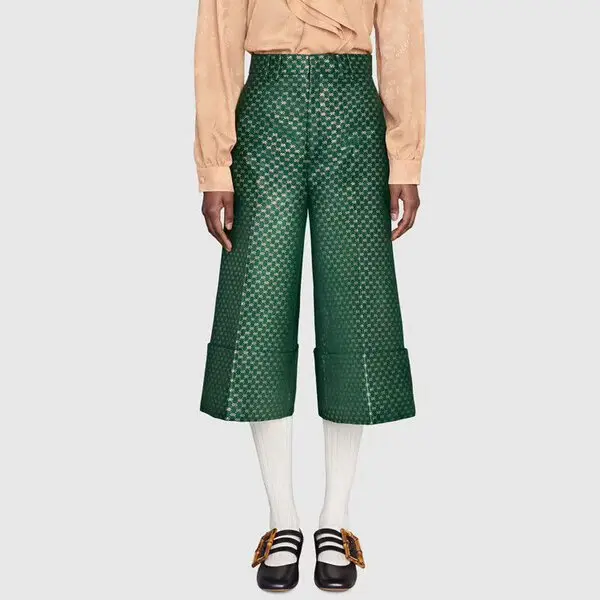 Gucci Mini Gg Lurex Flared Trousers - Green