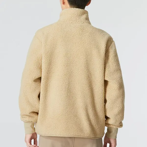 PUMA Relaxed Fit Fleece Jacket With Stand Collar - Brown