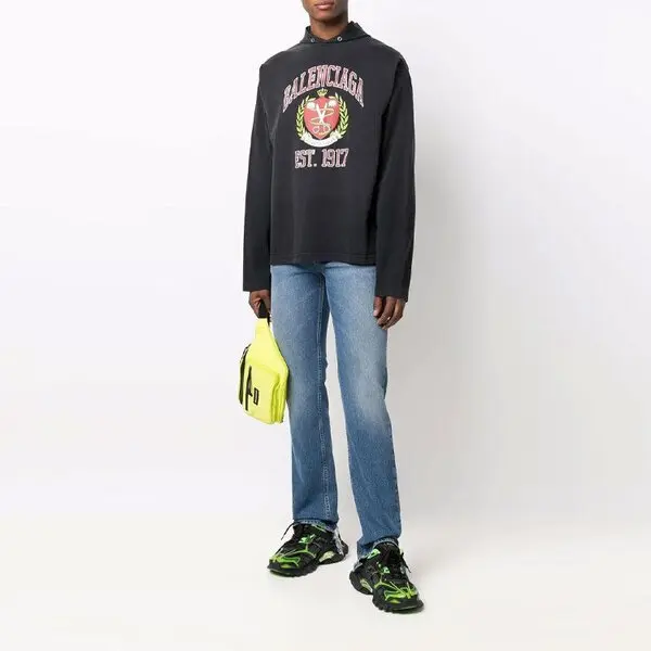 Balenciaga Est. 1917 College Logo Hoodie - Black