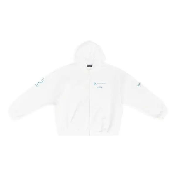 Balenciaga Fw22 Wfp Zip Up Hoodie - White/blue