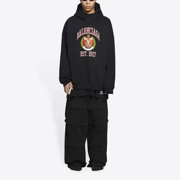 Balenciaga Est. 1917 College Logo Hoodie - Black