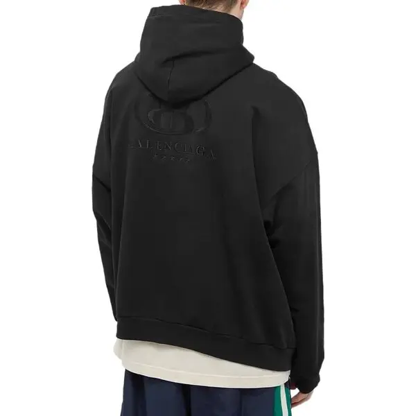 Balenciaga Back Logo Popover Hoodie - Black