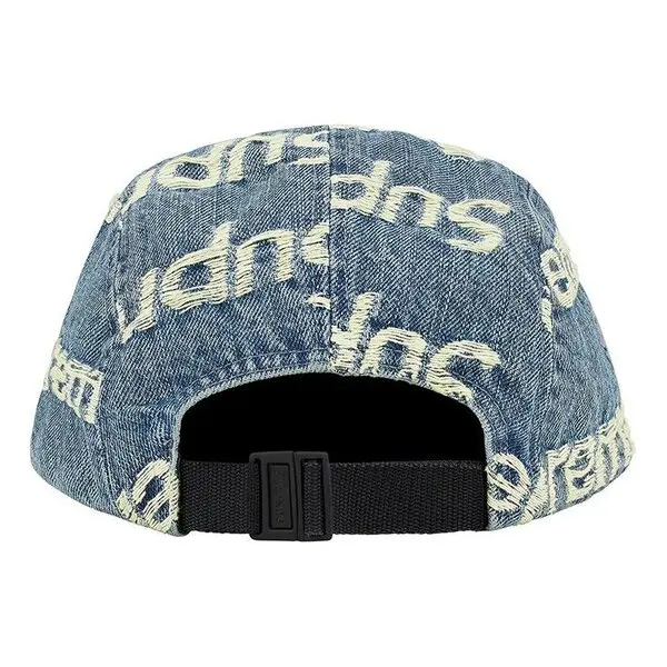 Supreme Frayed Logos Denim Camp Cap - Teal/white/red