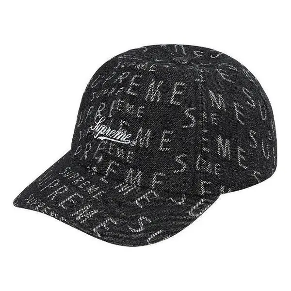 Supreme Warp Jacquard Logos Denim 6-panel 'black White