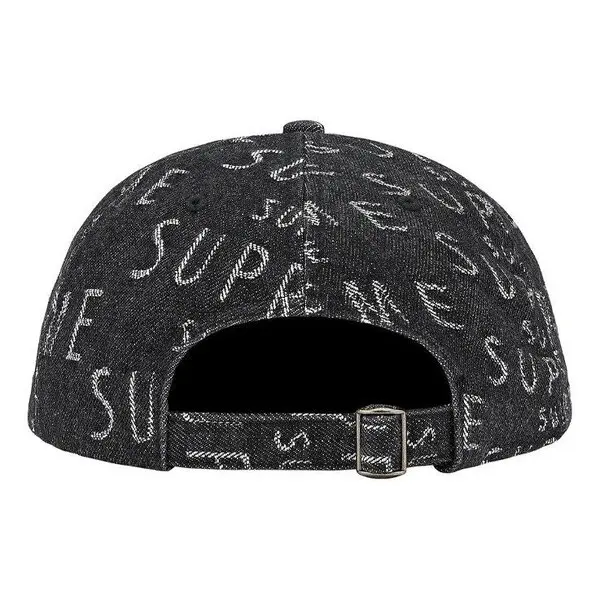 Supreme Warp Jacquard Logos Denim 6-panel 'black White
