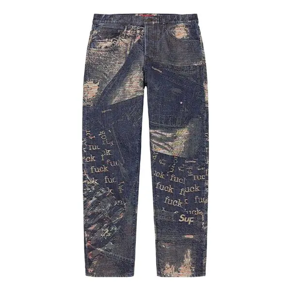 Supreme Archive Denim Jacquard Regular Jean - Dark Blue