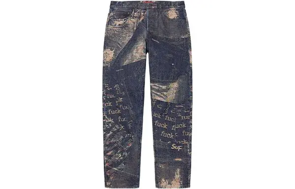 Supreme Archive Denim Jacquard Regular Jean - Dark Blue