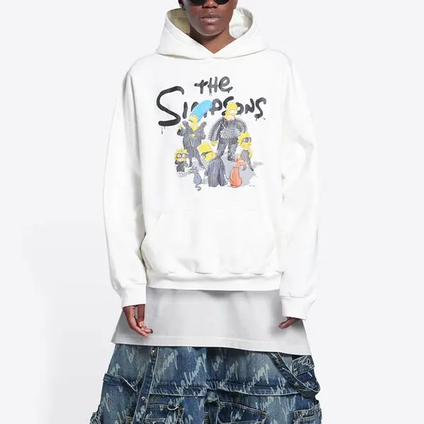 Balenciaga X The Simpsons Cotton Hoodie Wide Fit - White