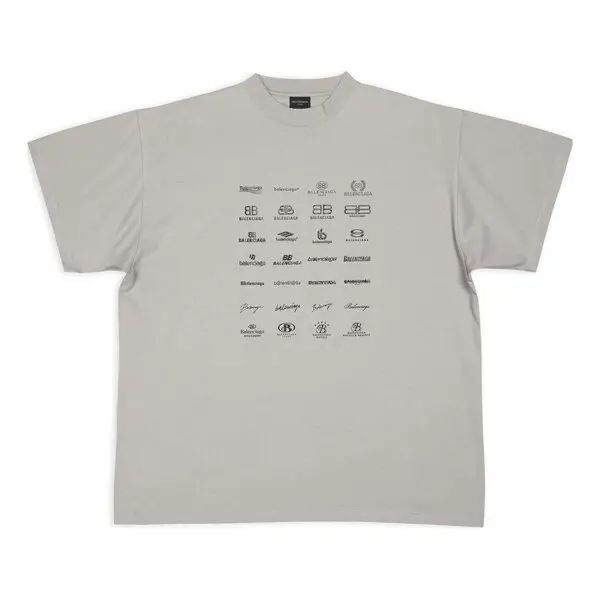 Balenciaga Archives Logos T-shirt Oversized - Light Grey